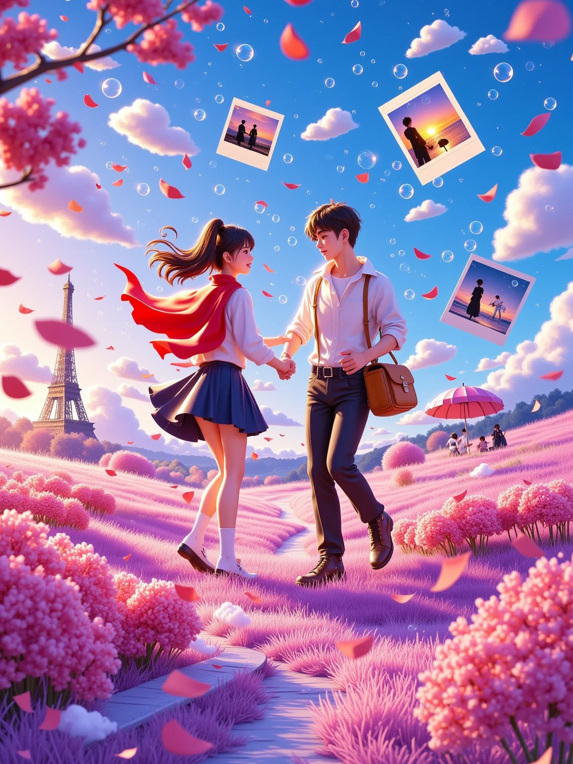 Post-impressionist strokes sakura fall algorithm, cobalt & sakura pink ...