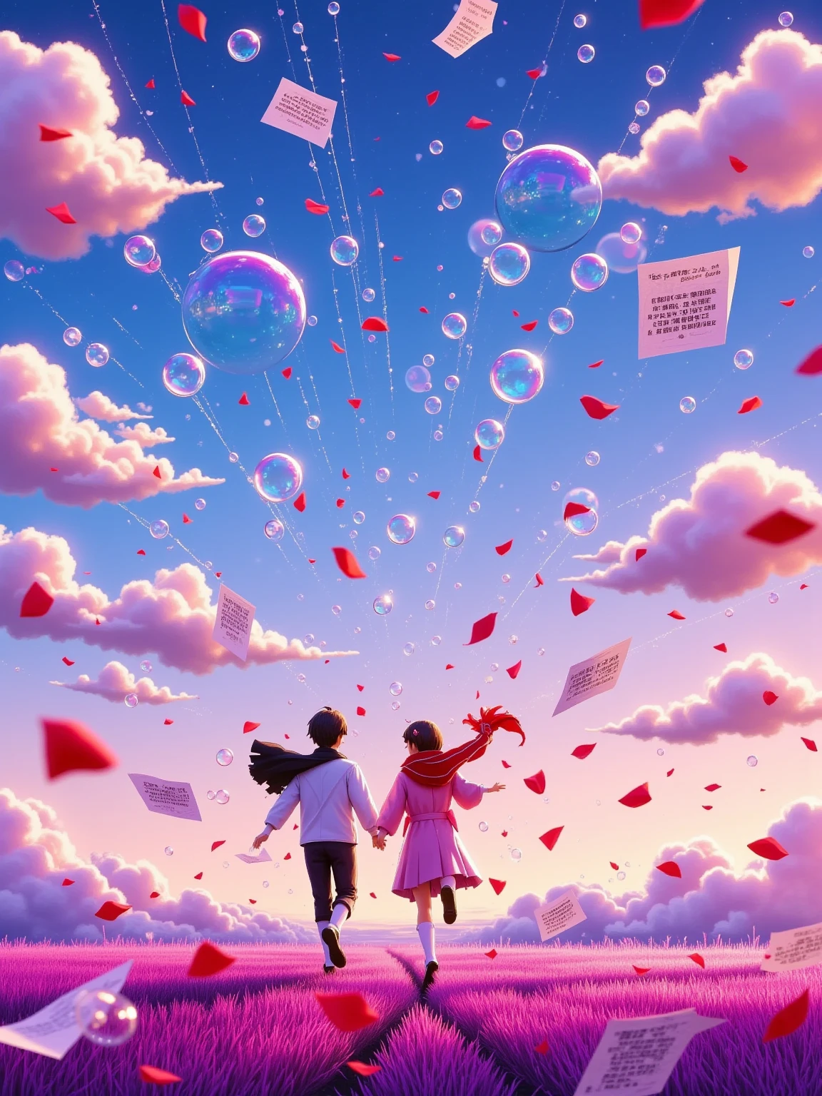 Post-impressionist strokes sakura fall algorithm, cobalt & sakura pink ...