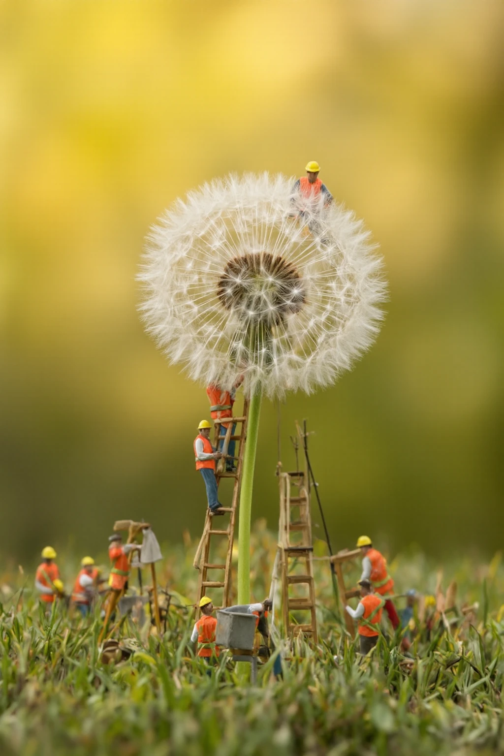 Ultra-realistic macro shot of a dandelion with intricate details of its ...