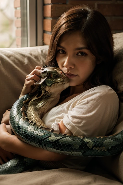 Cuddle with the dragon snake - SeaArt AI