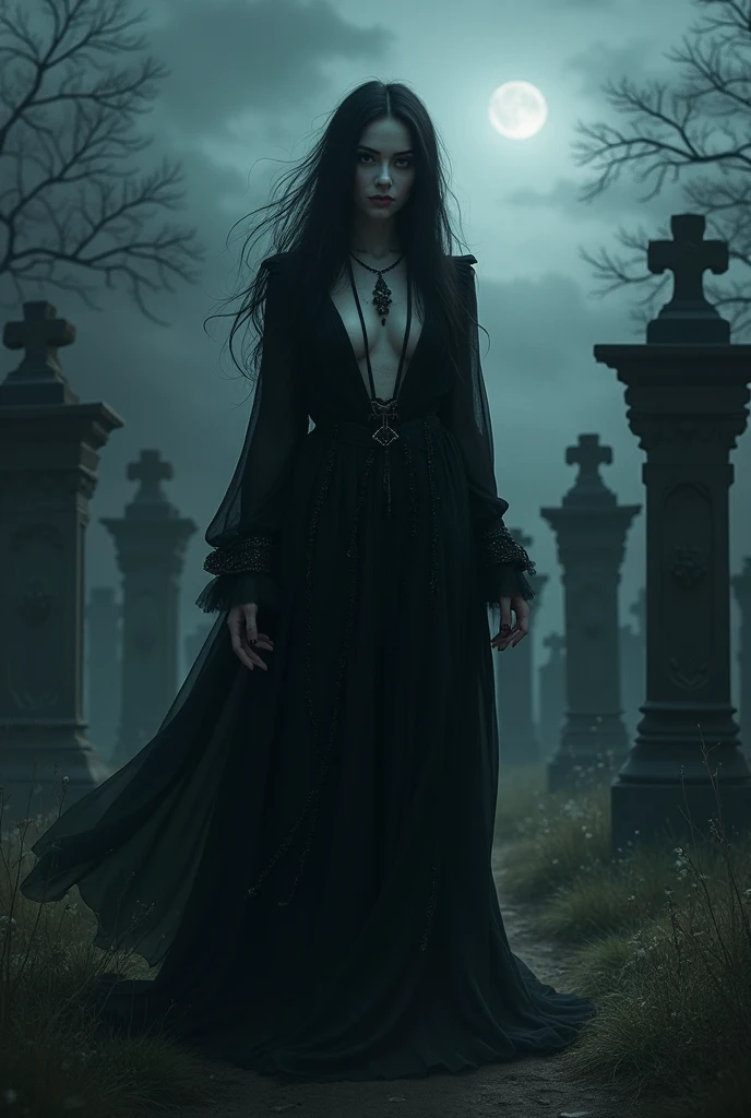Shady woman with long black hair and white skin,Wearing gypsy clothes ...