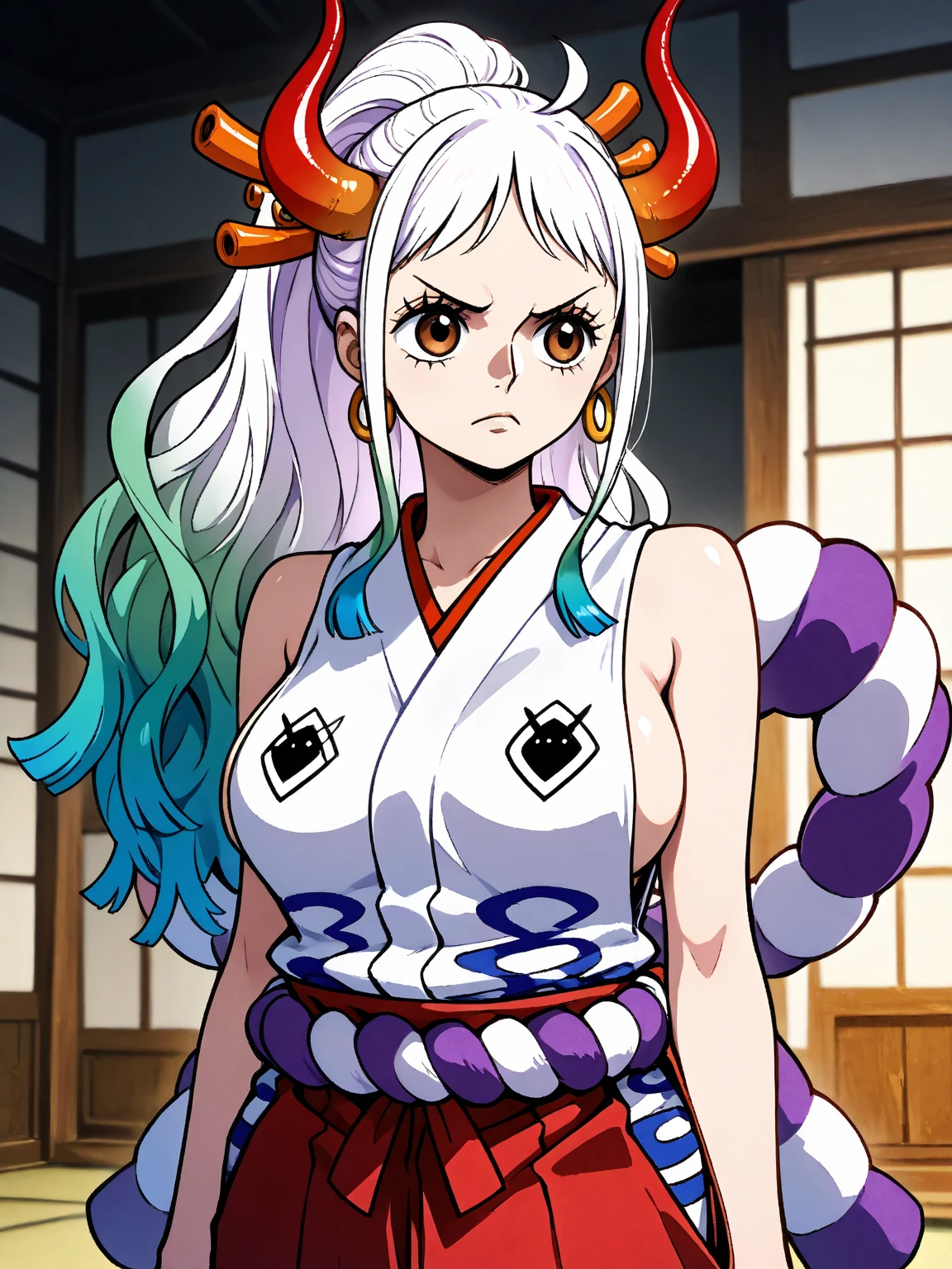 1girl, Oni, Yamato (/One Piece)/,(ultra HD quality details), pale skin ...