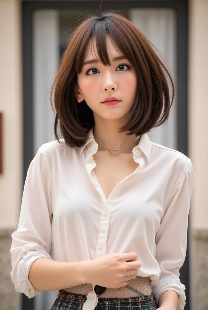 Wet white plain shirt 、 shirts are all unbuttoned and the front opens ...