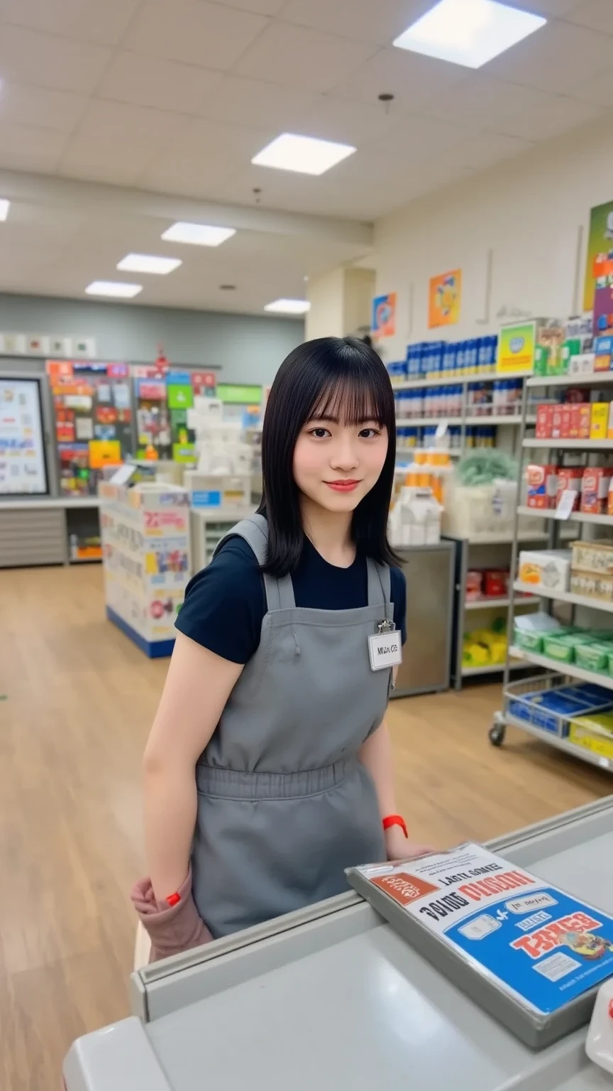 "A female convenience store clerk standing behind the counter - SeaArt AI