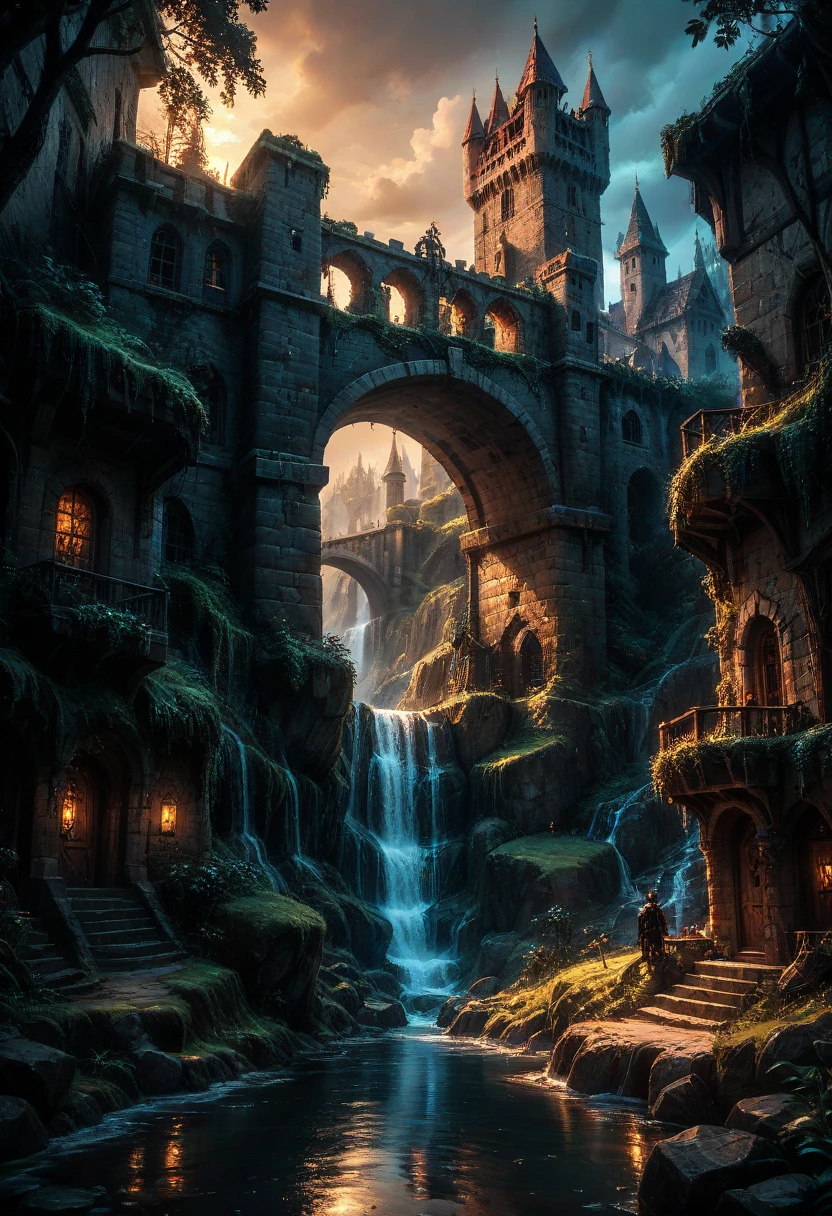 Create an underworld scene where a vast underground kingdom sprawls ...