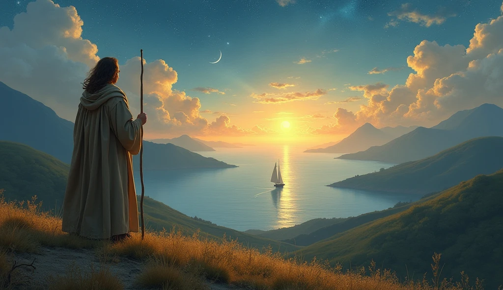 "A breathtaking digital oil painting of a wise philosopher standing on ...