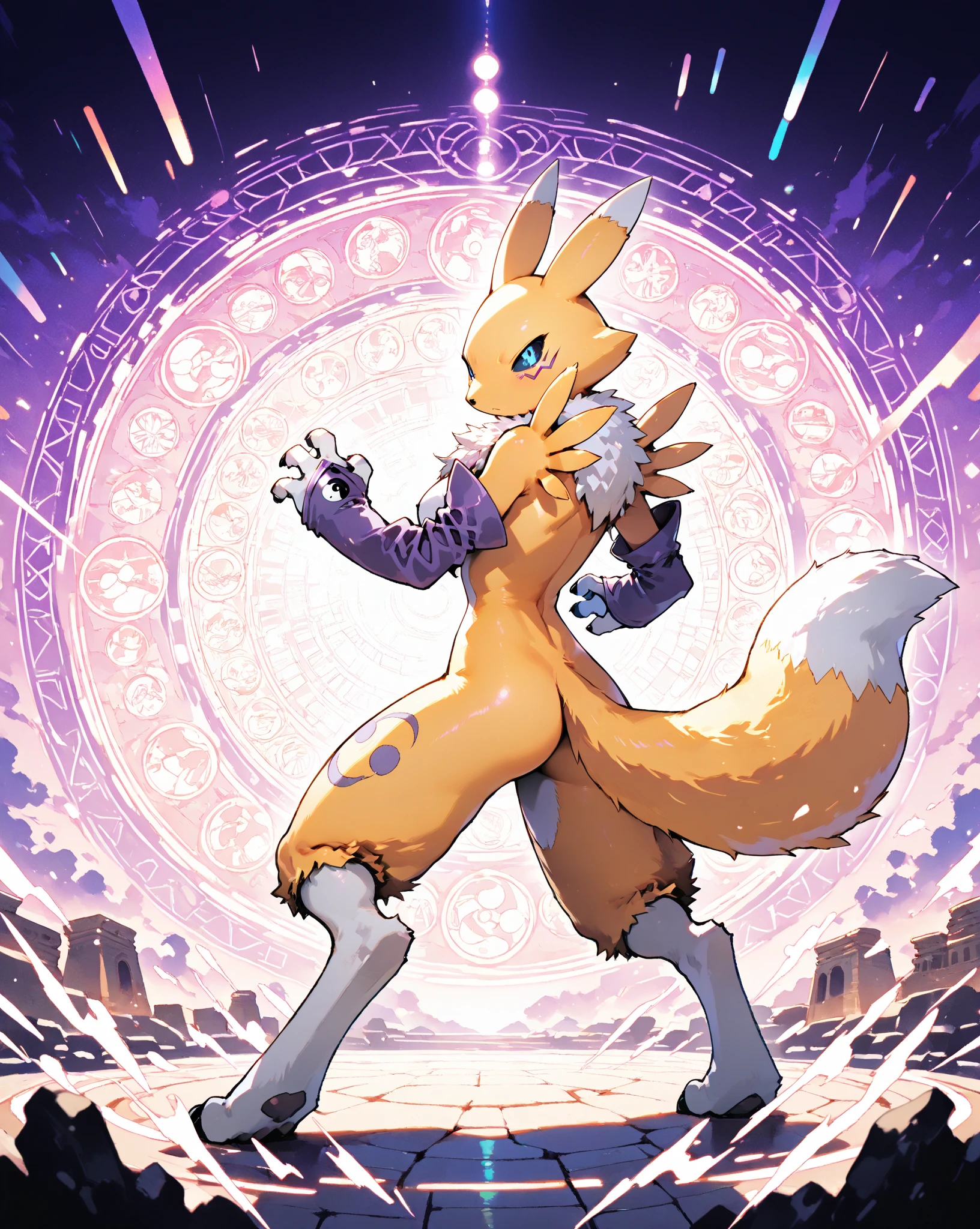 (Renamon: (renamoon)), full body, fight stance, **Dynamic Ambient ...