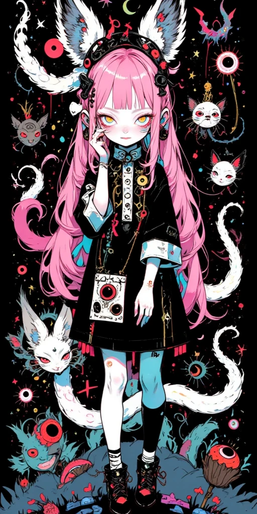 1girl\(cute,chibi, adult, kawaii,small ,pink hair,detailed pupils ...