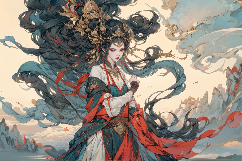 Two women fighting fiercely， Two people each fight with a long sword ...