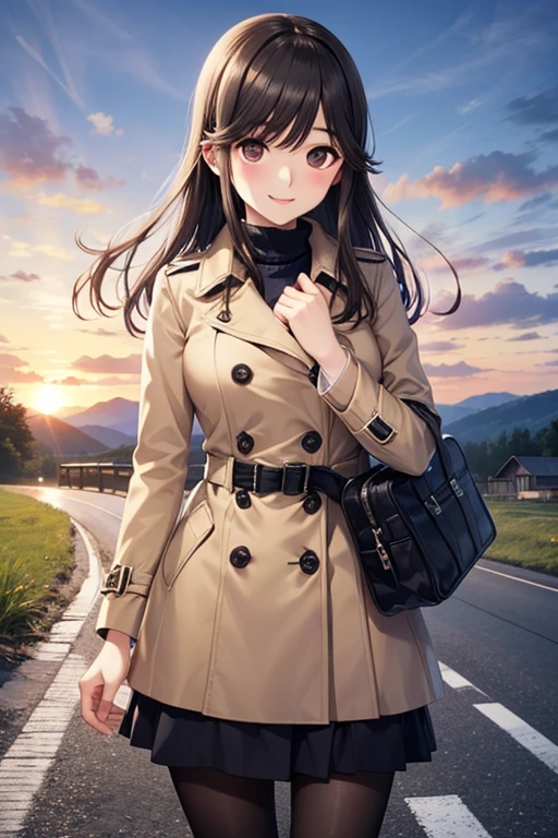 Takane Manaka, shiny brown long hair, beautiful brown eyes, smiling ...