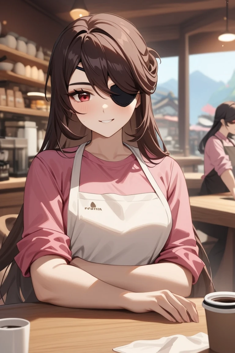 Beidou from Genshin Impact, a masterpiece, adult, fit, dark hair ...