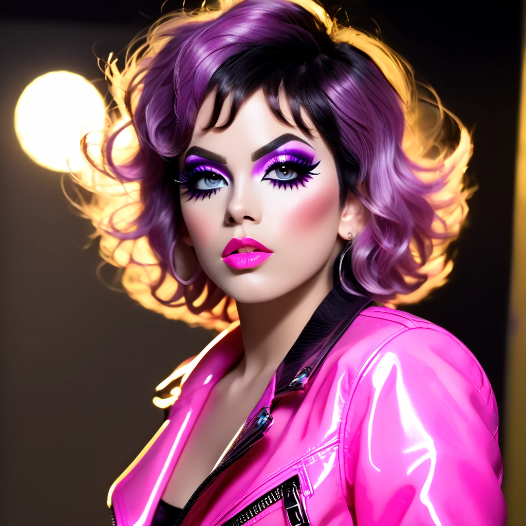 A young drag queen boy with beautiful makeup colors, comics - SeaArt AI