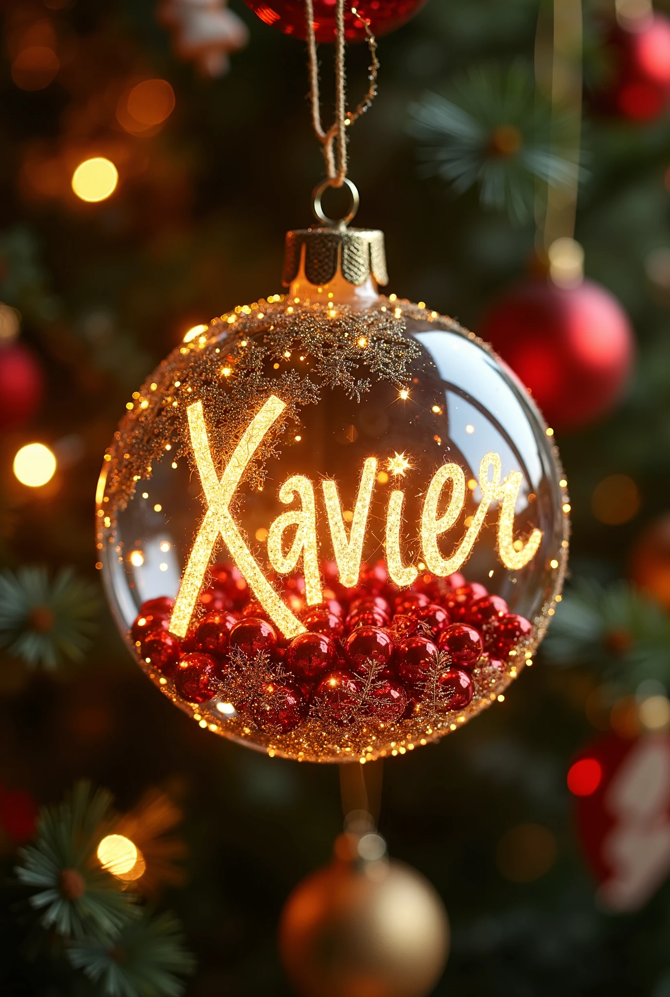 A close up of a christmas ornament with a name on it - SeaArt AI