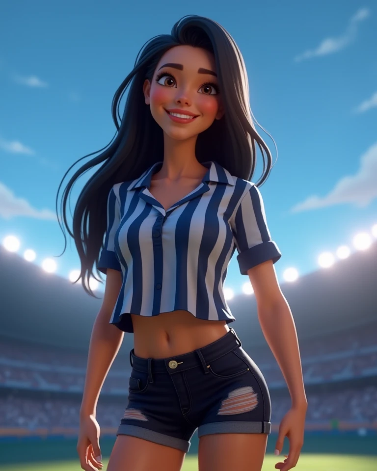 Create an image of a broad-built white-skinned Latin American girl ...