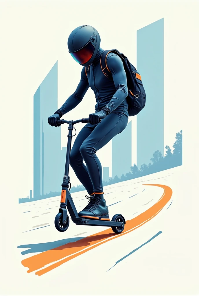 Jumpsuit with helmet riding Freestyle scooter in 2D for logo - SeaArt AI