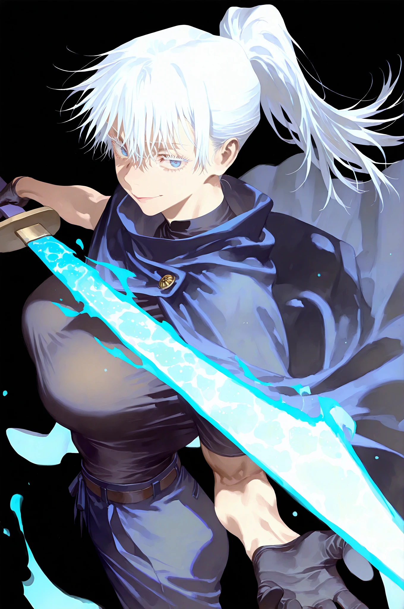 1girl, gojo satori, jujutsu kaisen, blue eyes, white eyelashes - SeaArt AI