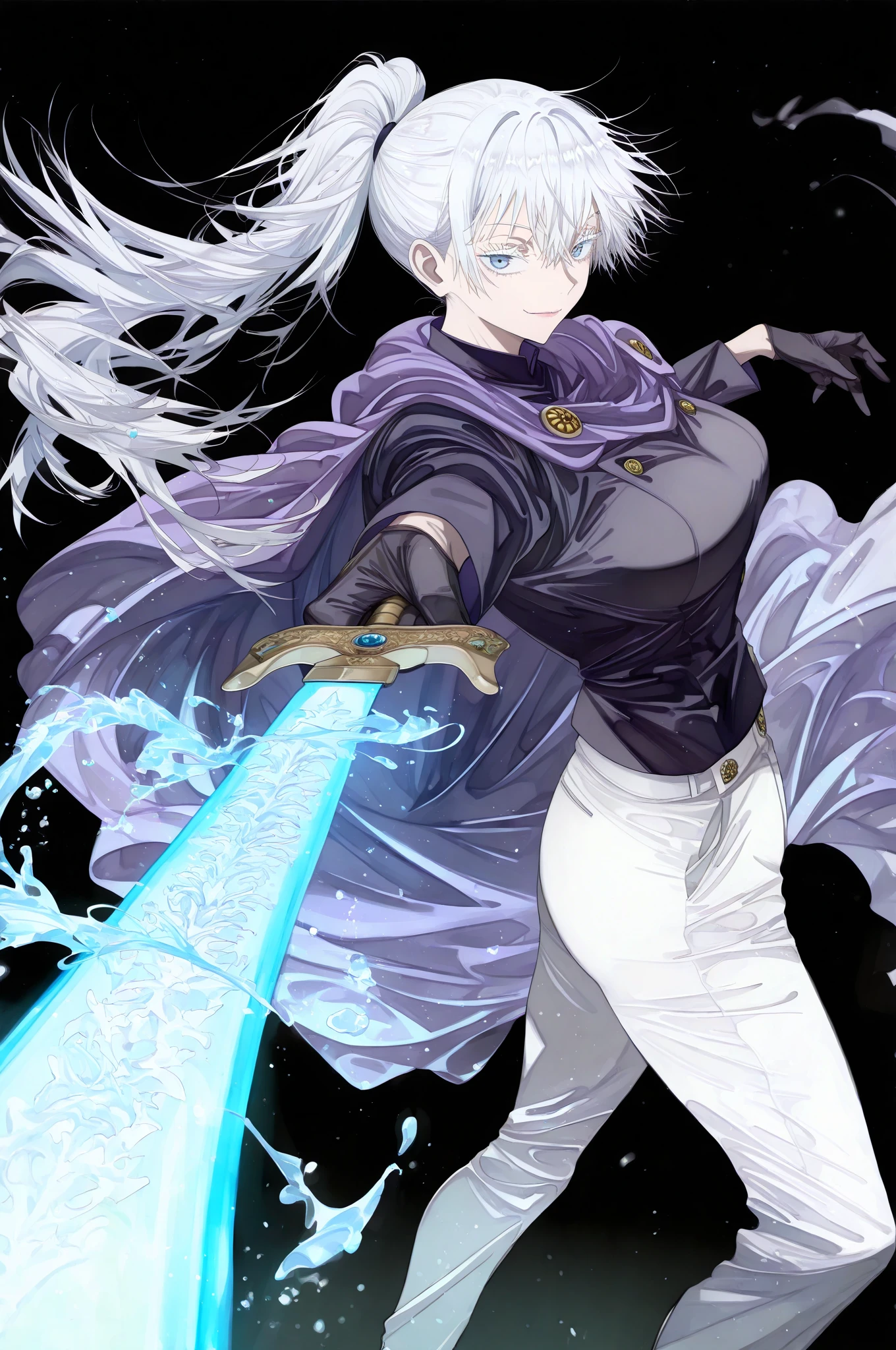 1girl, gojo satori, jujutsu kaisen, blue eyes, white eyelashes - SeaArt AI