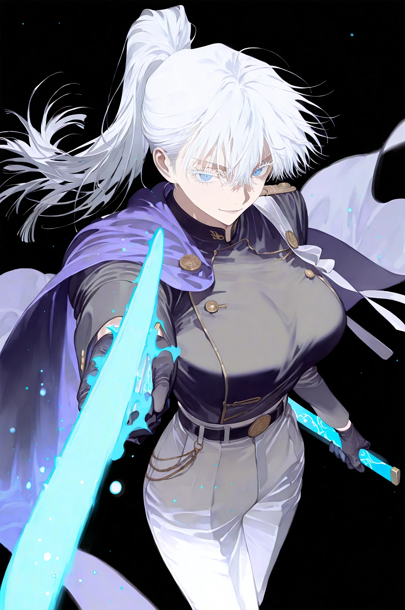 1girl, gojo satori, jujutsu kaisen, blue eyes, white eyelashes - SeaArt AI