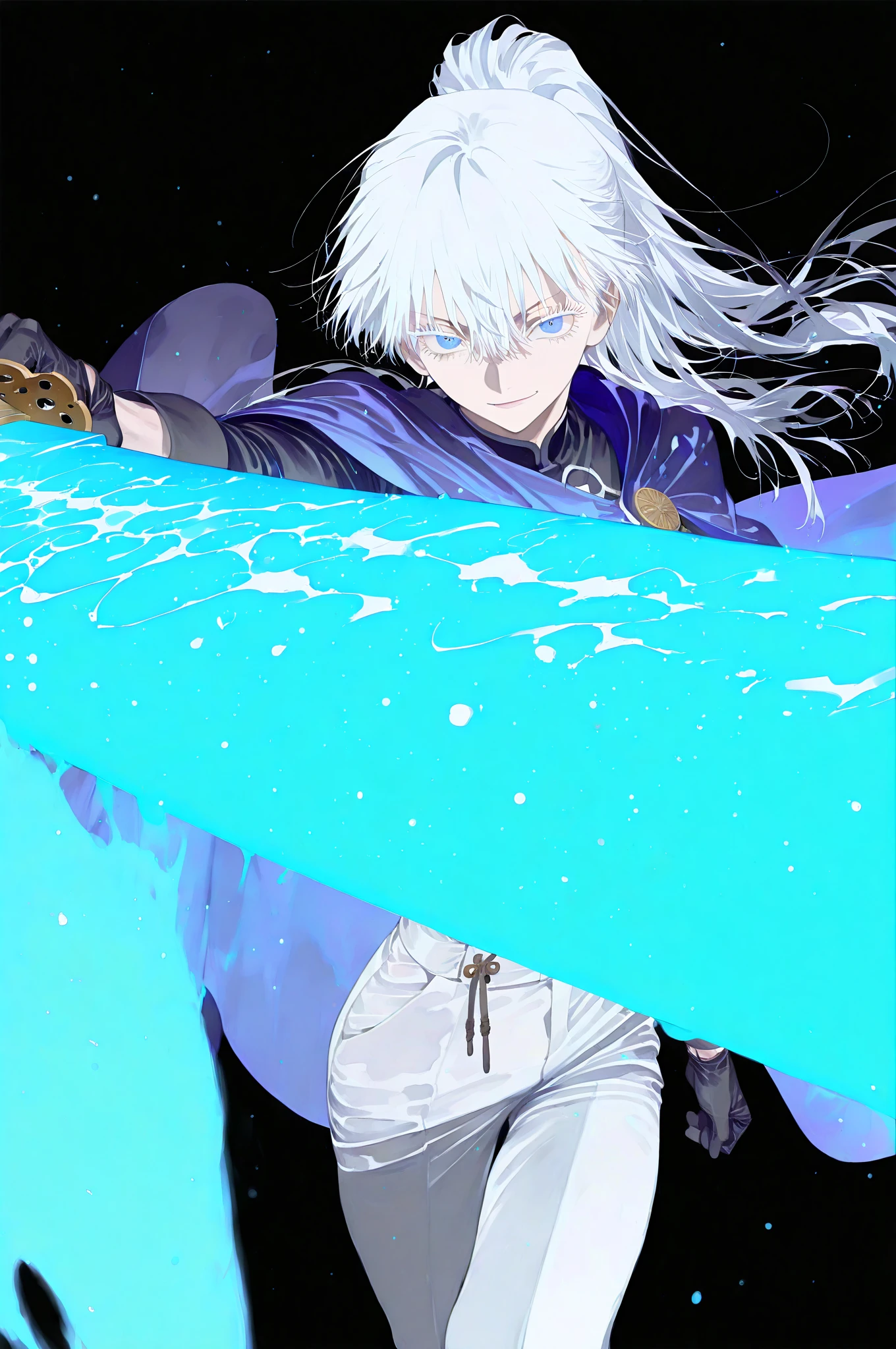 1girl, gojo satori, jujutsu kaisen, blue eyes, white eyelashes - SeaArt AI