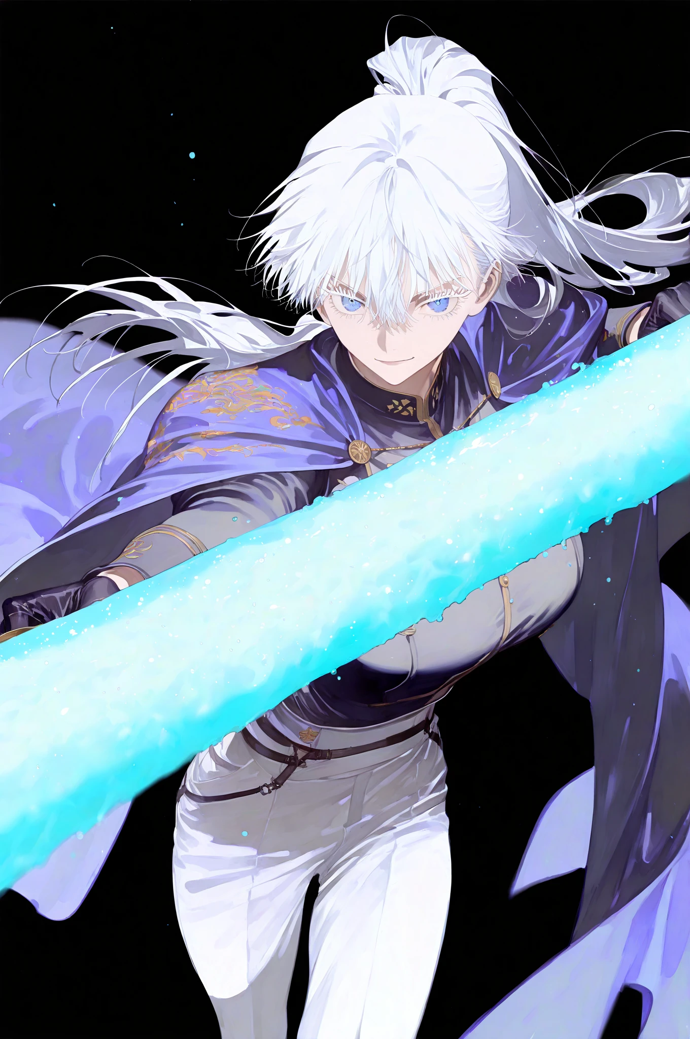 1girl, gojo satori, jujutsu kaisen, blue eyes, white eyelashes - SeaArt AI