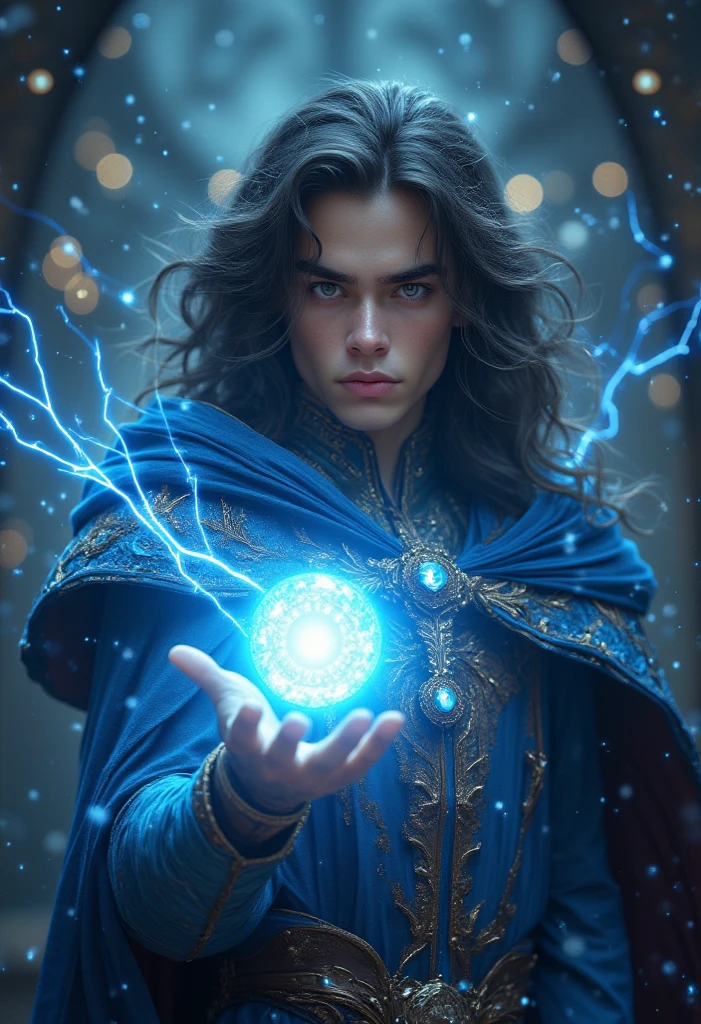 A powerful young wizard with long, dark hair , intense expression and ...