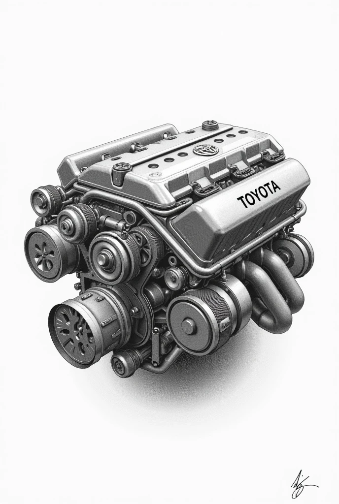 A hyper-realistic pencil sketch of the legendary Toyota 2JZ-GTE Twin ...