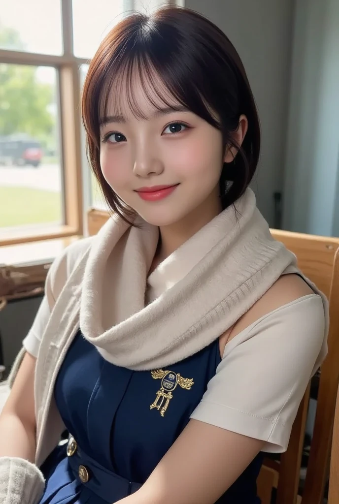 (A beautiful and cute woman in her 18s wearing a School uniform is in ...