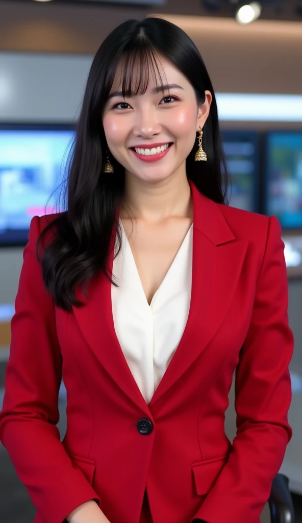 front view, full body, front view, Women New News Anchor - SeaArt AI