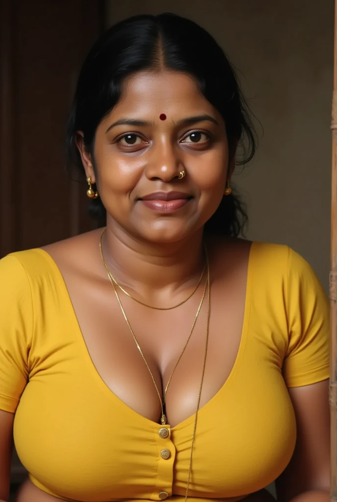 Full photo of Beautiful south indian mallu 55 year old dusky dark skinned villag - SeaArt AI