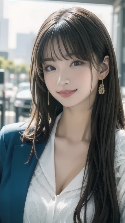 美しい女性モデルNatleポートレート., ジョージア・ファウラー, 美しい顔, ロンググリーンヘア , 昼間のサイバーパンクシティ ...