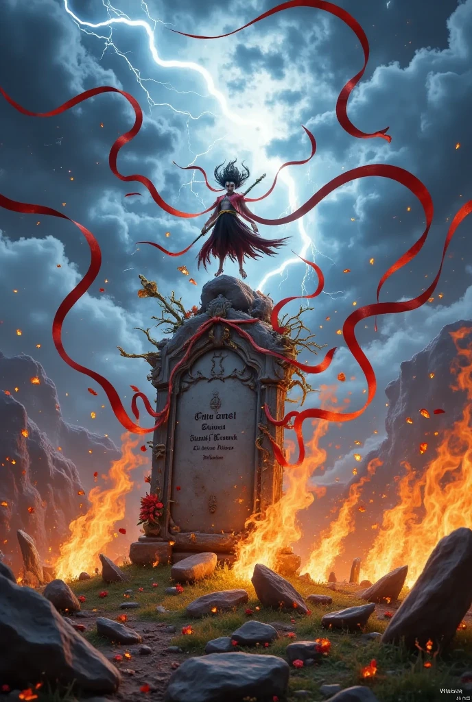 " colored ink splash art style of a crow in a graveyard. Perched on a ...