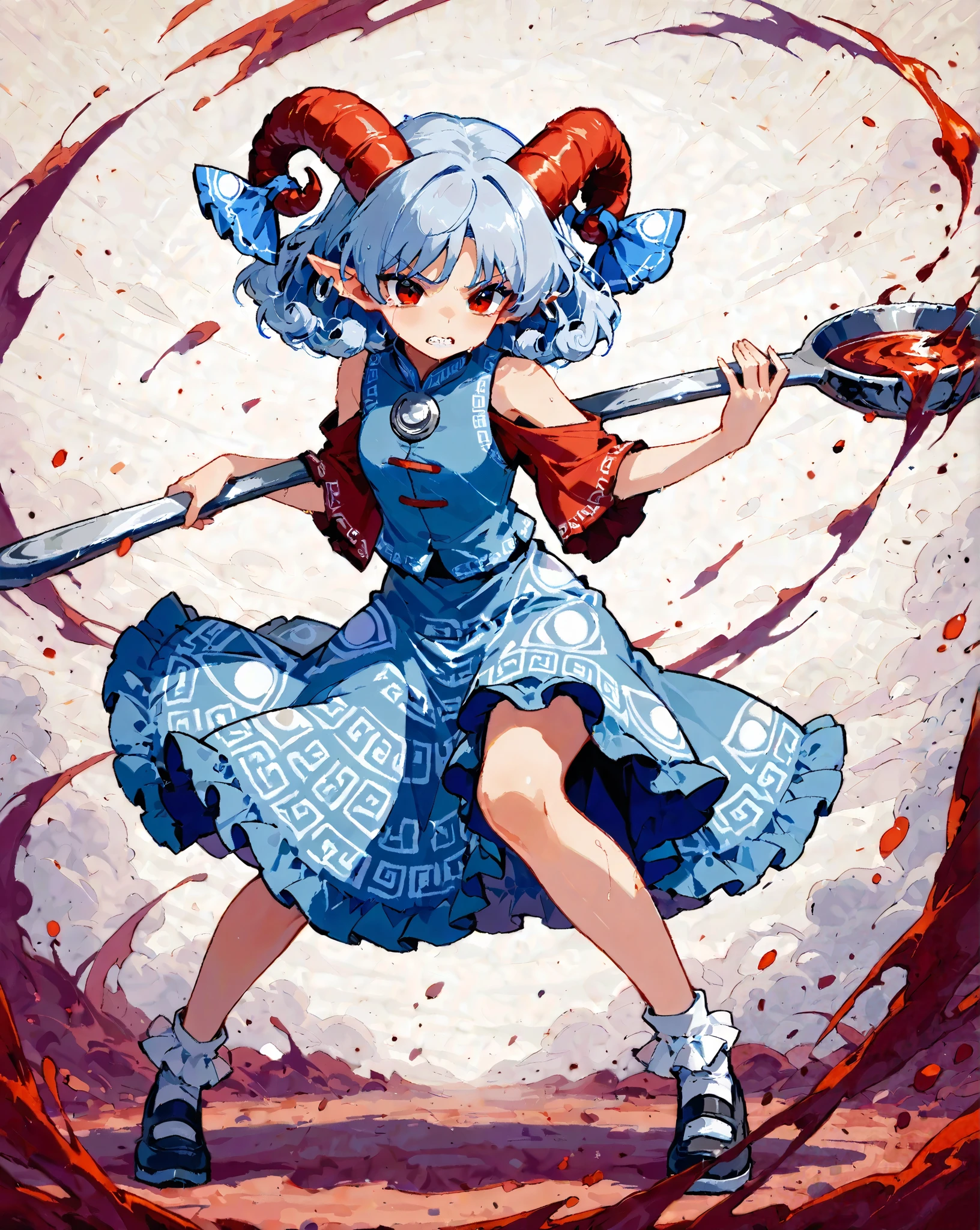 Anime girl with a sword and a blue dress in a circle（toutetsu yuuma ...