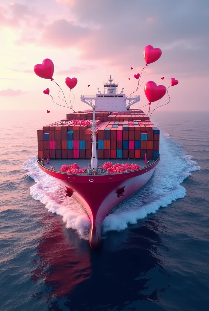 Container ship , Valentine's Day - SeaArt AI