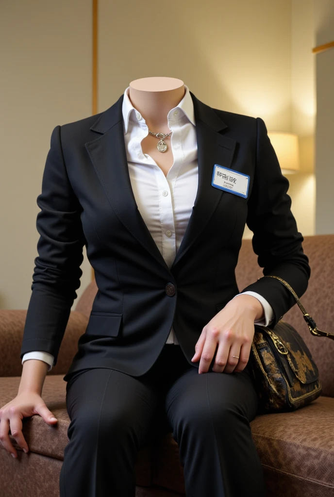 (ultrarealistic:1.2) Photo of a (headless:1) woman sitting on a couch ...