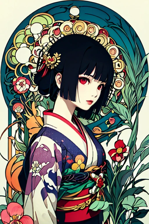 Enma Ai, hair down , black hair, bangs, Red eyes, masterpiece - SeaArt AI