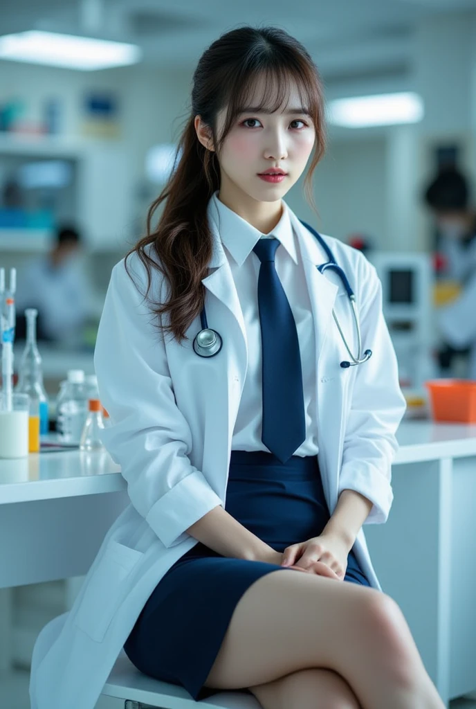 Sexy beautiful Japanese woman with glasses, a self defense officer ...