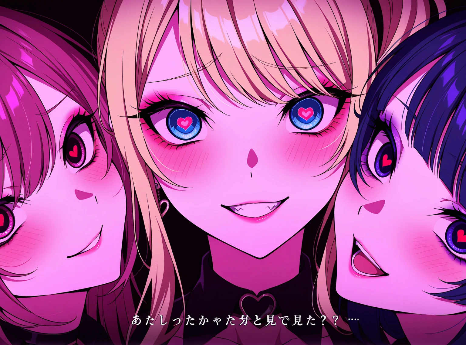 Gyaru,Cool Beauty,13girls、motel、yandere,heart eyes,face close - SeaArt AI