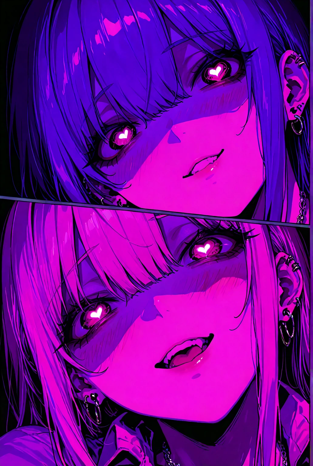 Gyaru,Cool Beauty,2girls、yandere,heart eyes,face close_up, - SeaArt AI