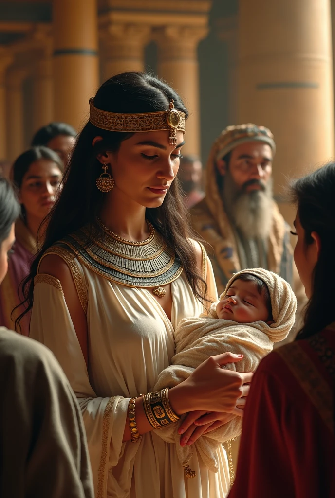 The pharaoh's daughter, an elegantly dressed Egyptian princess holding ...