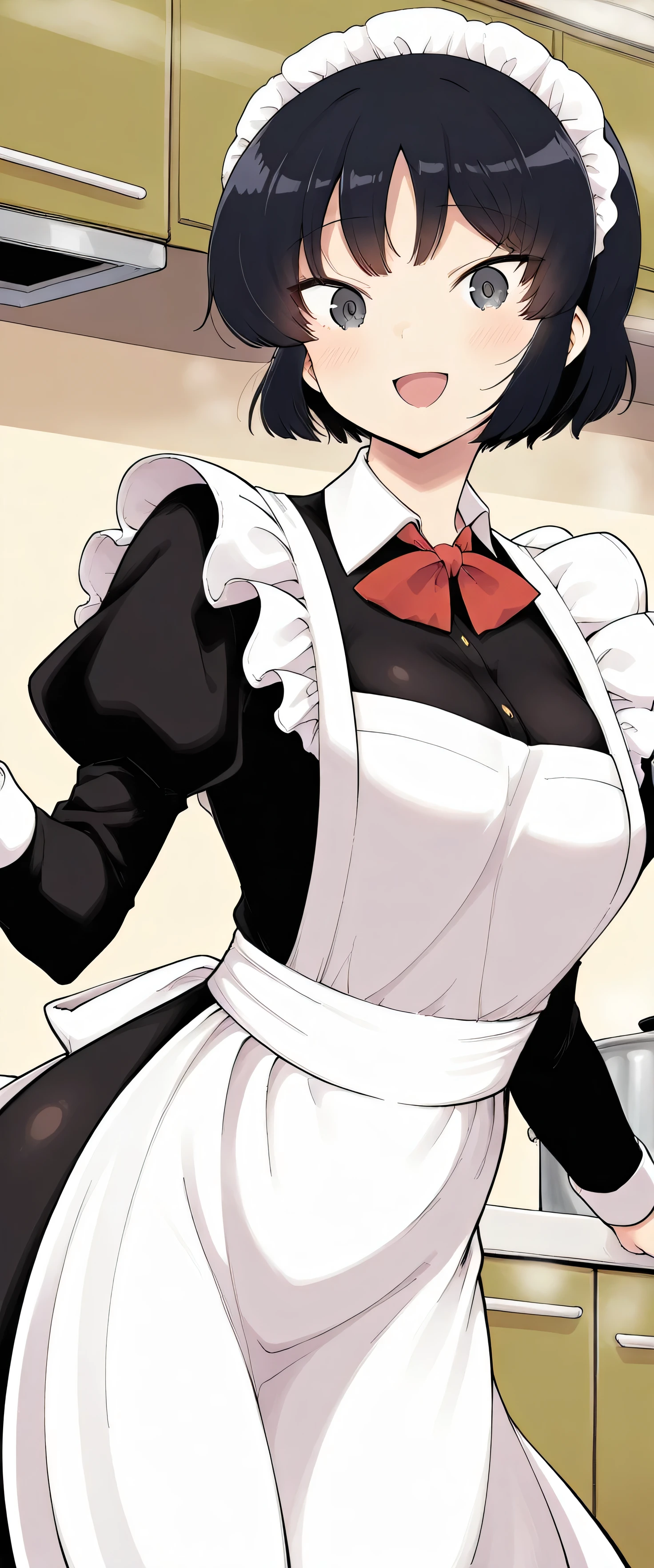 Anime character dressed in maid outfit holding a pot of food - SeaArt AI
