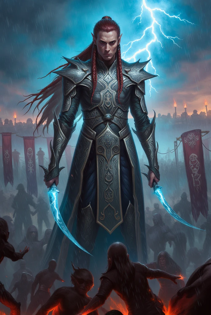 {{A ((fierce and determined)) depiction of {a ((battle-hardened elven ...