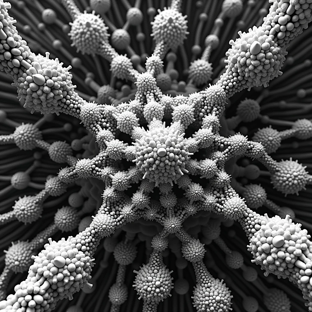 Cell patterns multiplying in black and white - SeaArt AI
