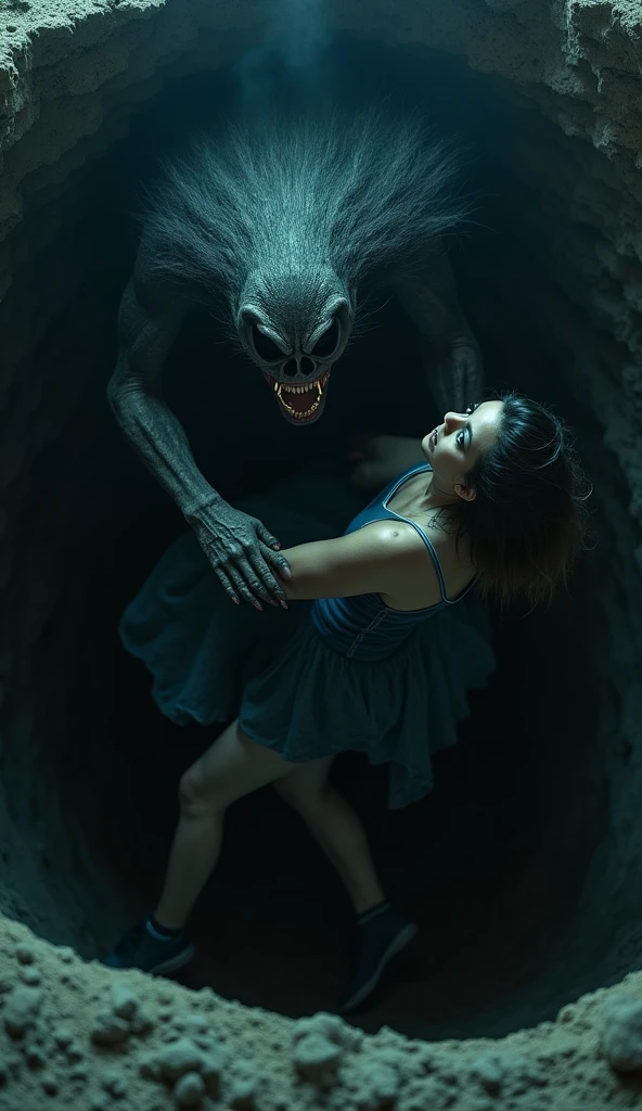 " A dark creature with empty eyes and a distorted smile emerges from ...