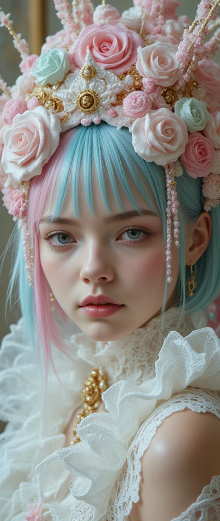 （whole body：1.7），### **head** - ** hair color **： Gradient pink blue ...