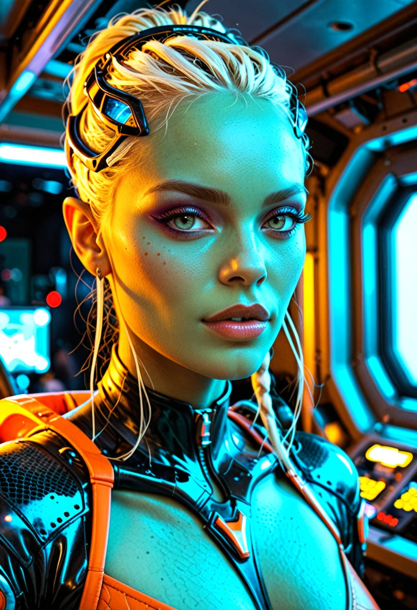 Alien woman in her spaceship - SeaArt AI