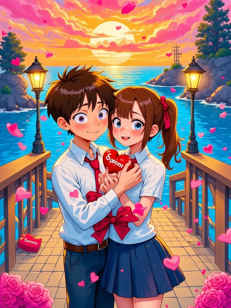 Munch expressionism and Murakami superflat, neon orange & cobalt blue ...