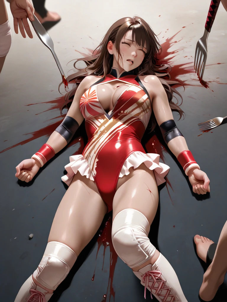 Female wrestler, Japanese, veteran,A sexy costume with a red rising sun flag pat - SeaArt AI