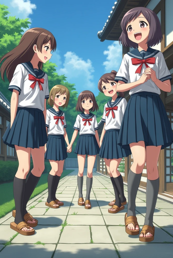 Japanese school girls wearing wabaki - SeaArt AI