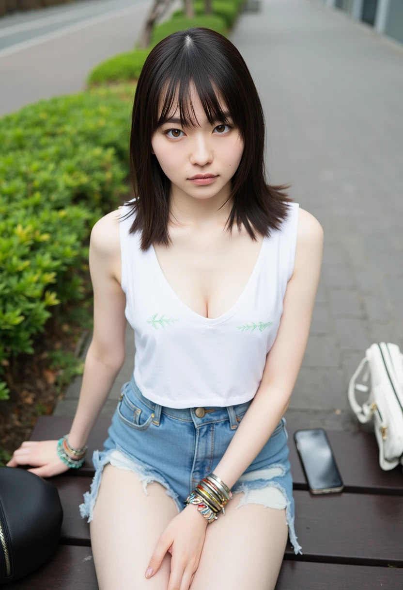 Yamada_anna, High-angle, close-up view of a young woman with semi - SeaArt AI