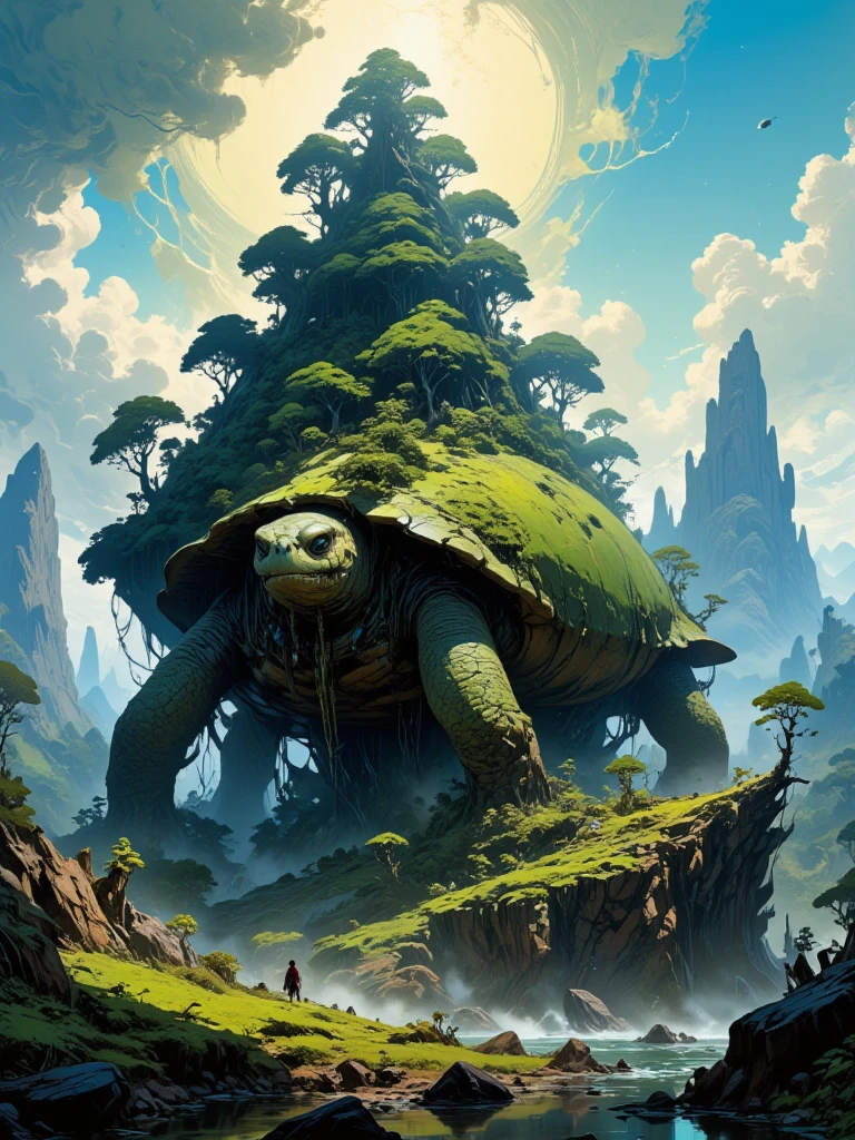 A giant turtle the size of a mountain camouflaged within the mountains ...